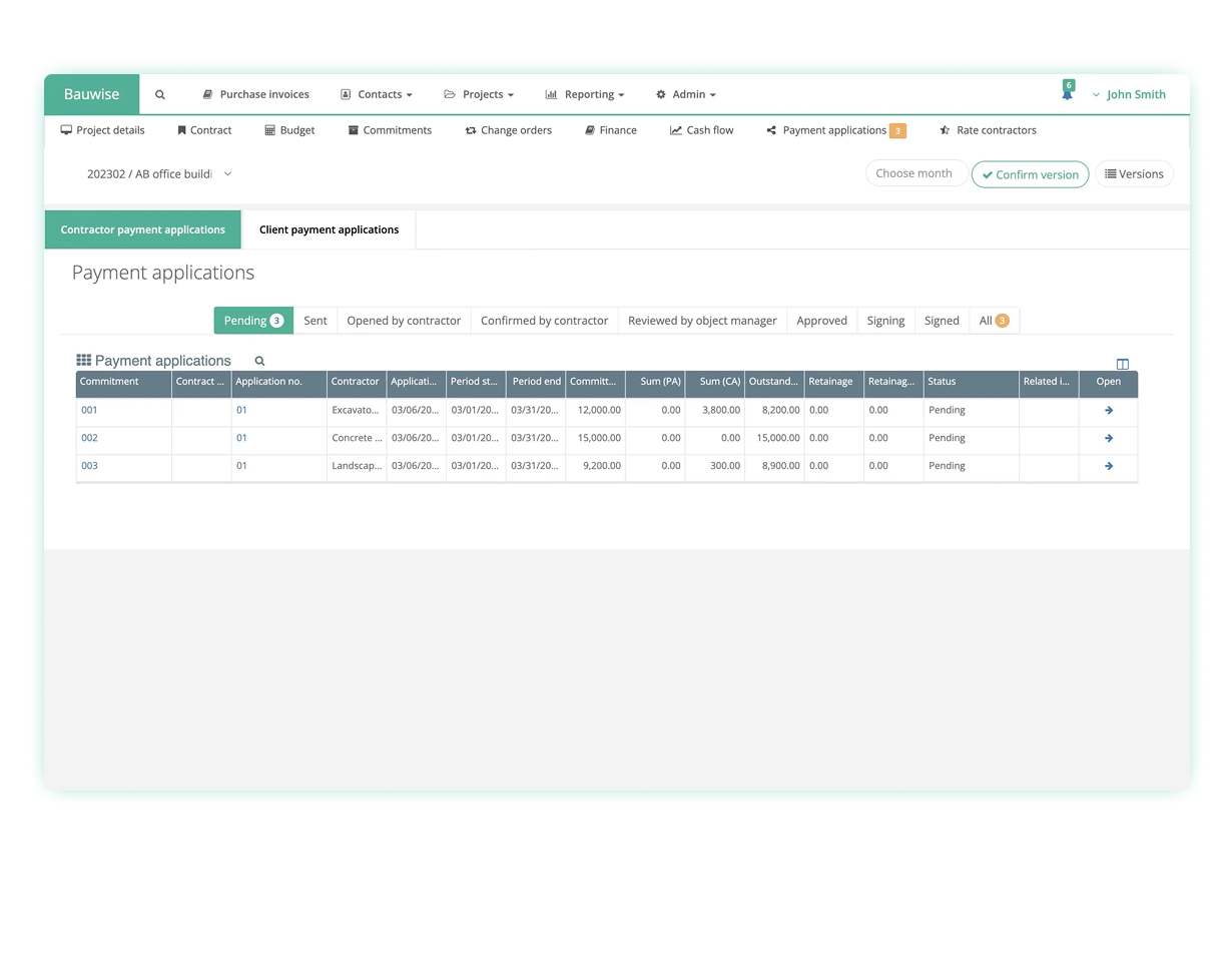 Construction Applications for Payment | Bauwise