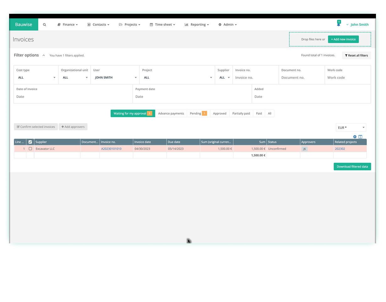 Construction Purchase Invoice Management | Bauwise